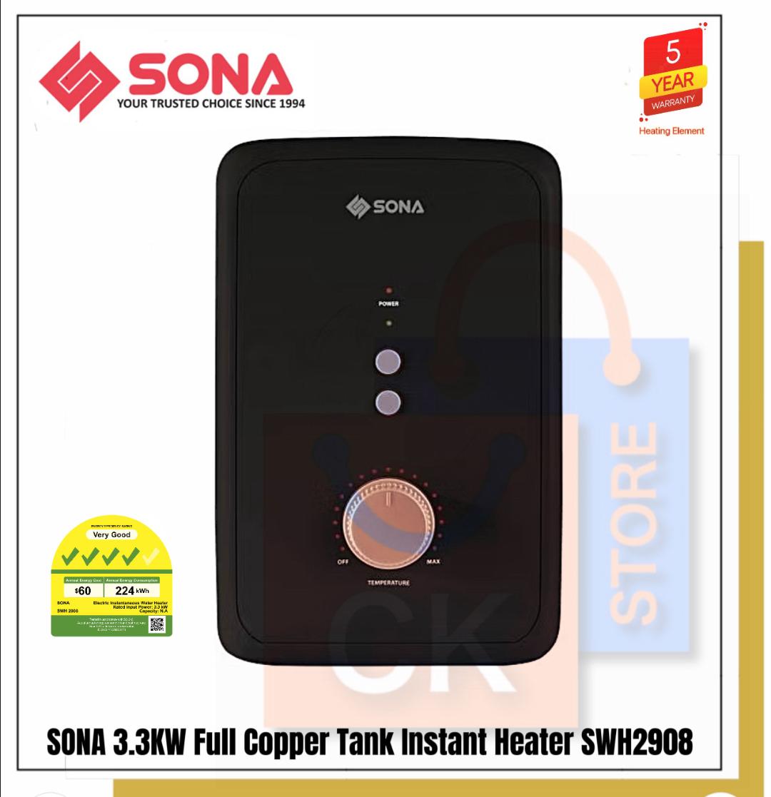 SONA 3.3KW Full Copper Tank Instant Shower Heater SWH2908 | SWH 2908 ...