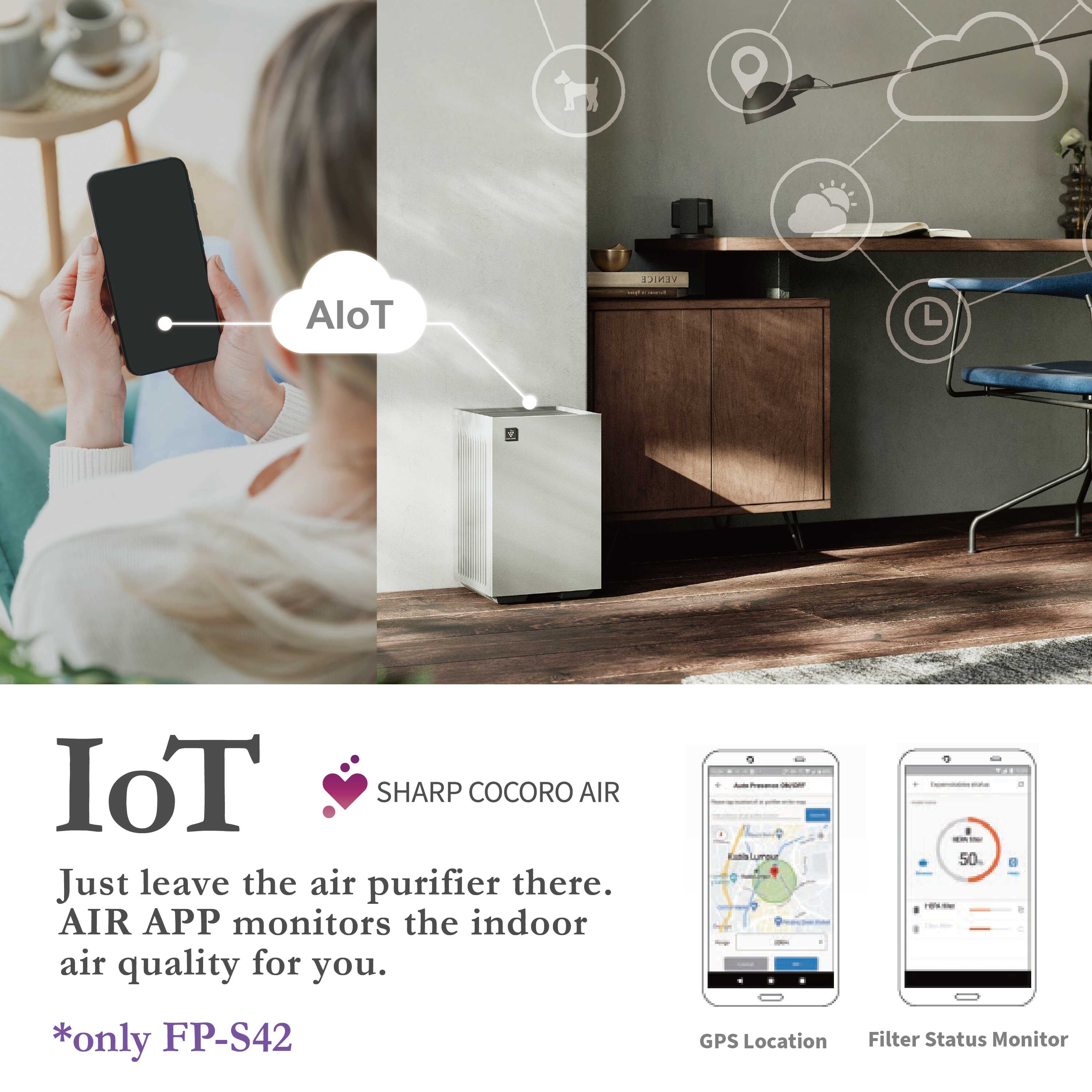 SHARP 30m² Purefit MINI Air Purifier FP-S42E-L (Light Gray) | Shopee Singapore