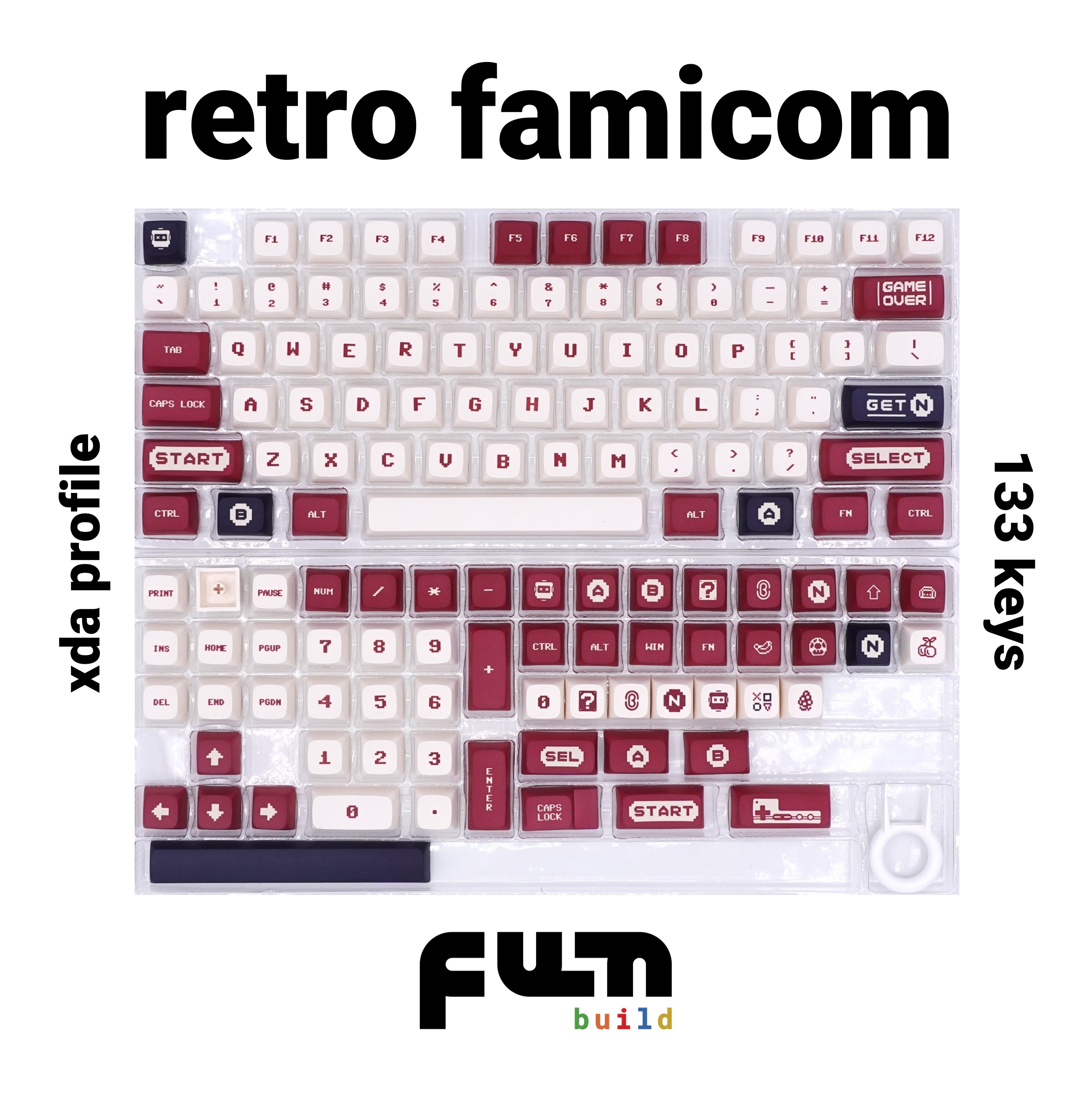 [RETRO FAMICOM Keycaps][XDA Profile] Dye Sublimation Printed 133 Keys ...