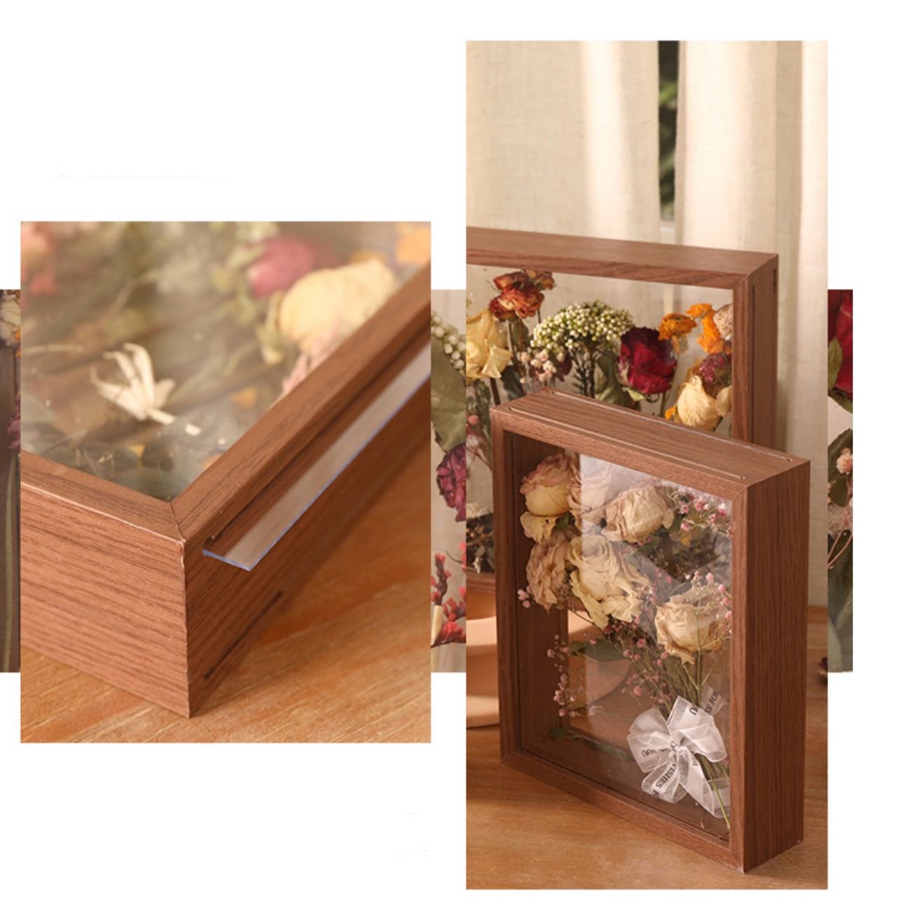 SG Seller[Super Offer] Wooden Frame Double-Sided Transparent Acrlic ...