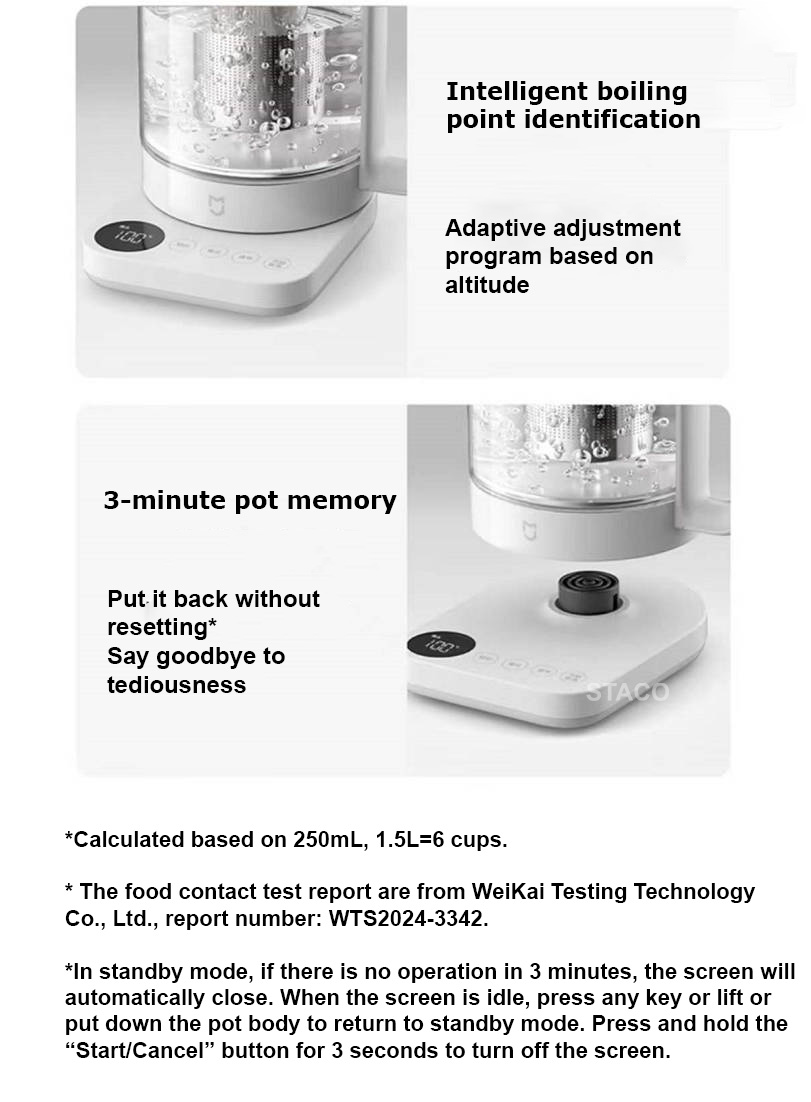 SG|Xiaomi 1.5L Health Electric Kettle|Health Pot|Thick Glass|Multi ...