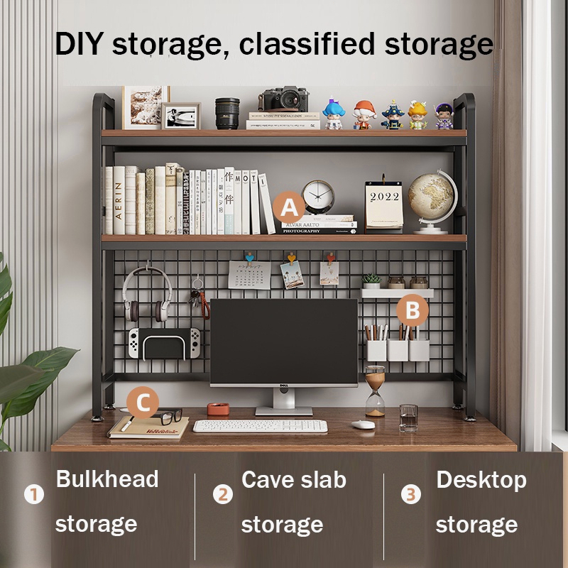 Desktop Rack Wire Mesh Grid Tabletop Organiser Bookshelf Tabletop ...