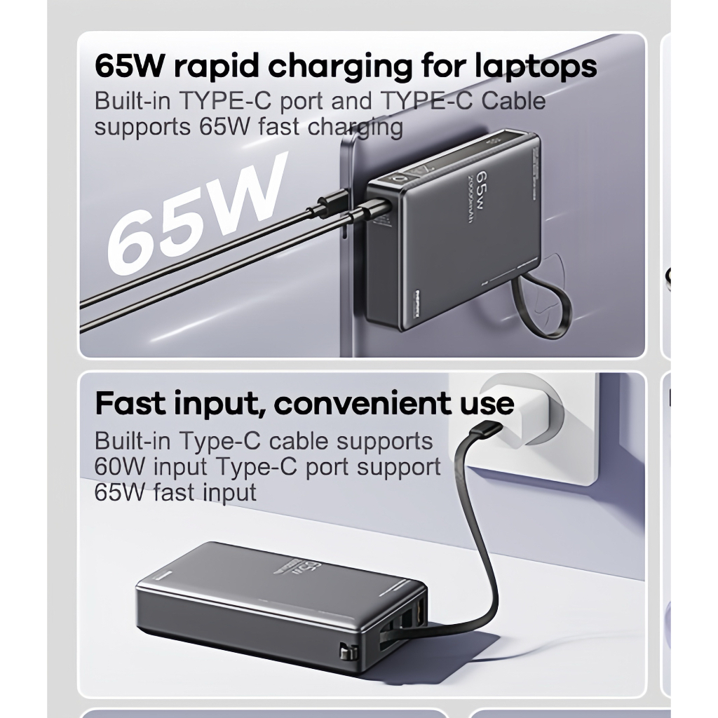 CCC Certified 65W 20000mAh Power Bank Fast PD Charging with Built-In ...