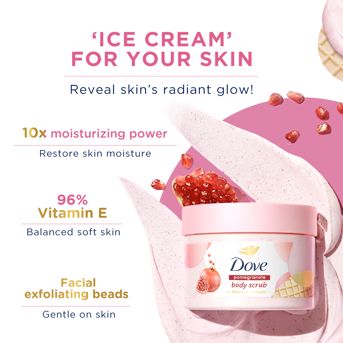 Dove Ice Cream Pomegranate Body Scrub 280g | Shopee Singapore