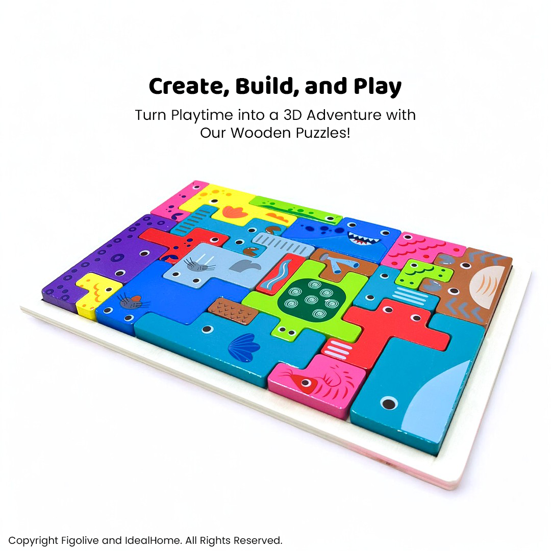3D Wooden Puzzle for Kids/ Early Childhood Montessori Education Jigsaw ...