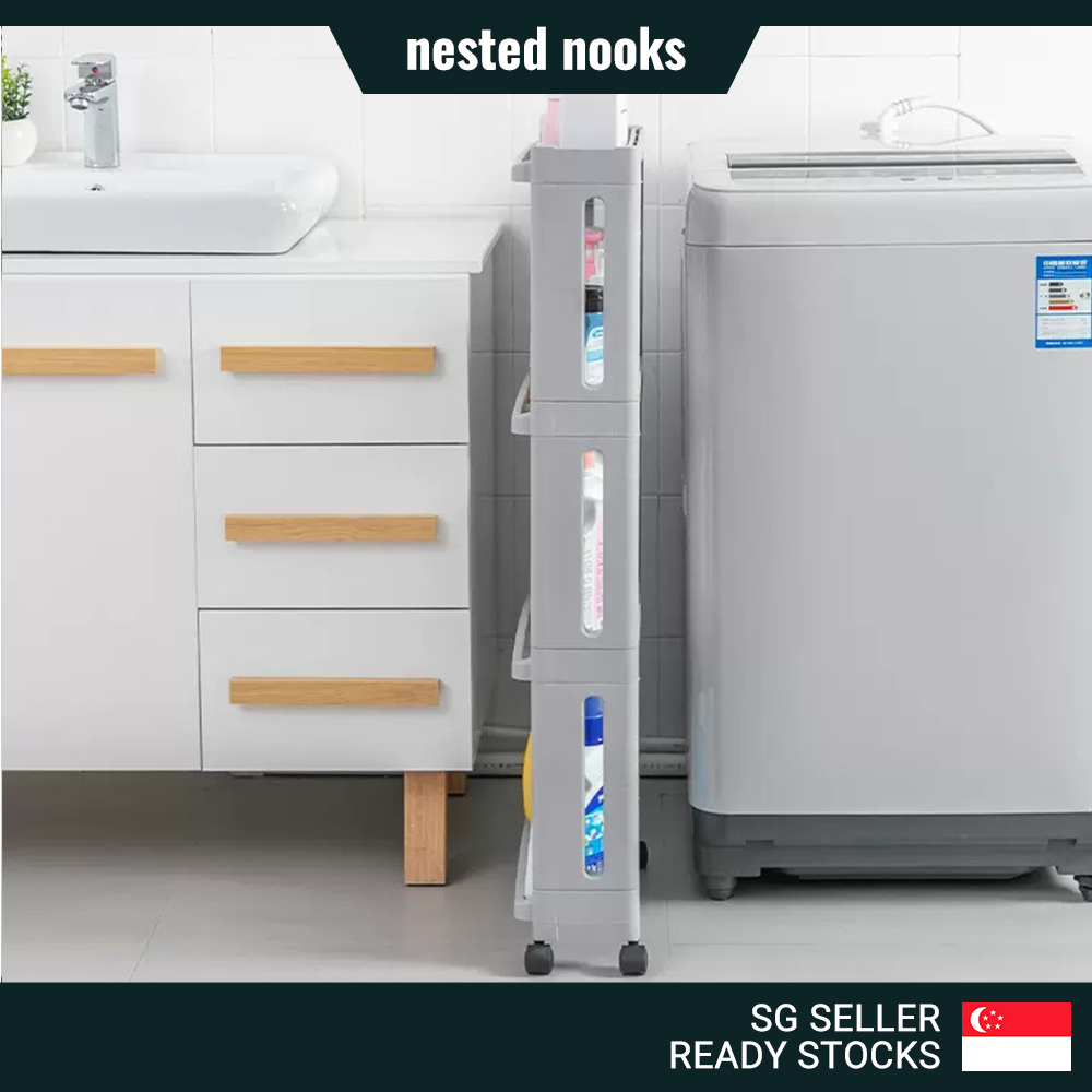 Slim Trolley with Wheels Kitchen Bathroom Storage Rack Narrow Gap ...