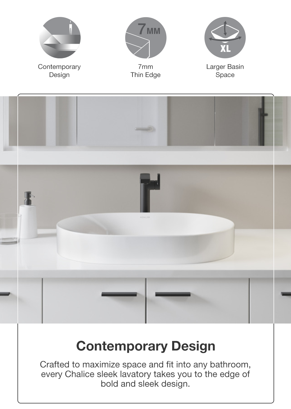 [Bulky]KOHLER Chalice Sleek Oval Countertop-Mounted Vessel Lavatory ...