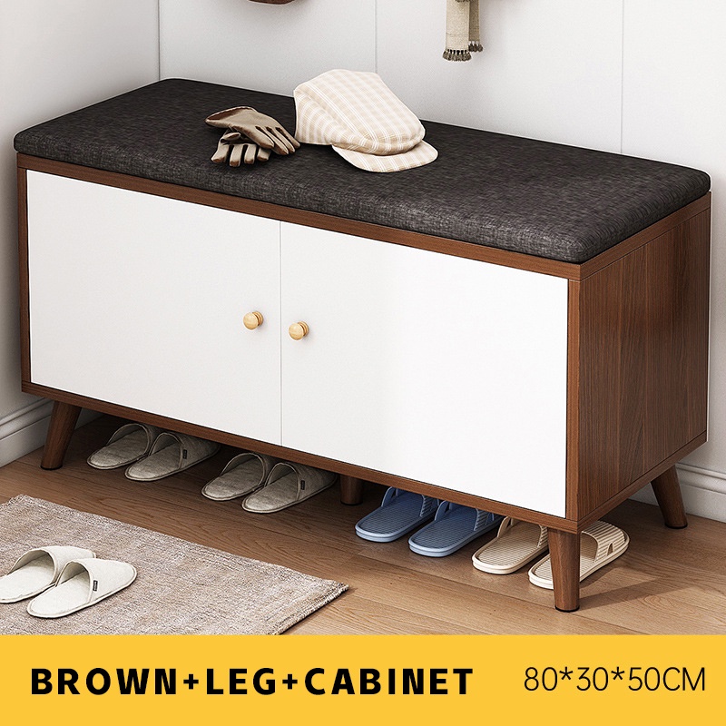 OSUM Household Wooden Shoe Stool Bench Flip Shoe Rack Storage Benches ...