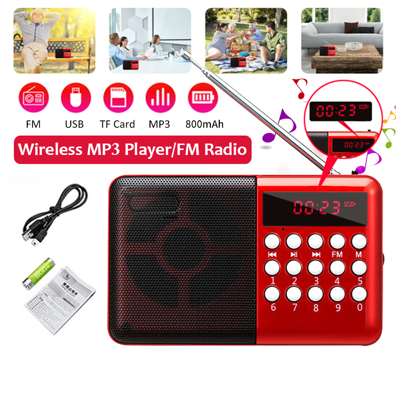 FM Radio Portable Mini Radio AM | FM | USB | TF | MP3 | Player ...