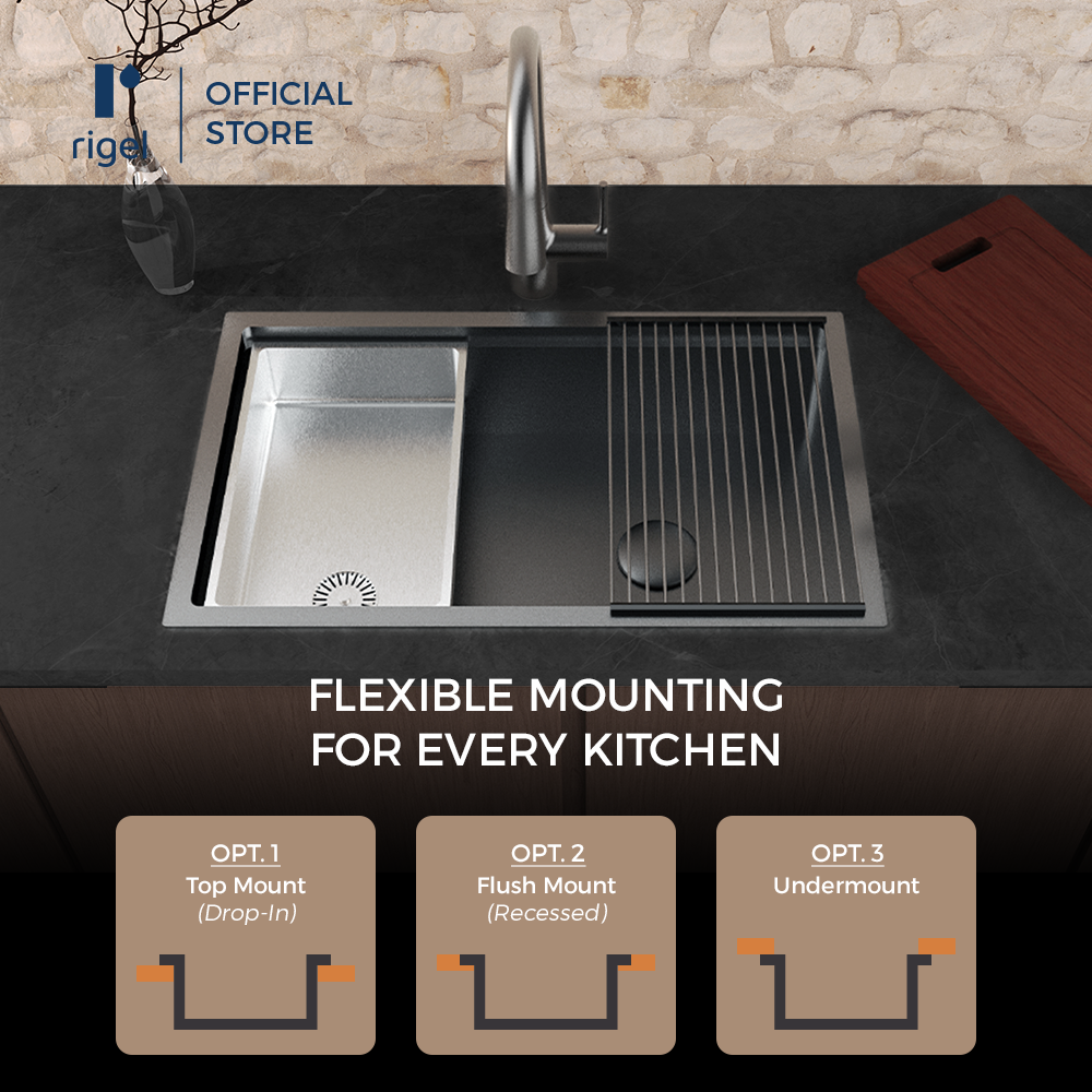 RIGEL Scratch Resistance Kitchen Sink SNK7544SB-LINEN-250 | Shopee ...