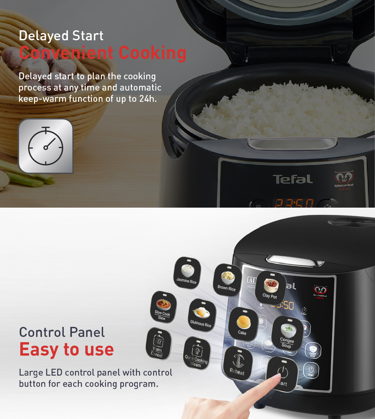 Tefal Easy Rice Max Rice Cooker 1.8L RK7378 – 4mm spherical pot, 11 ...