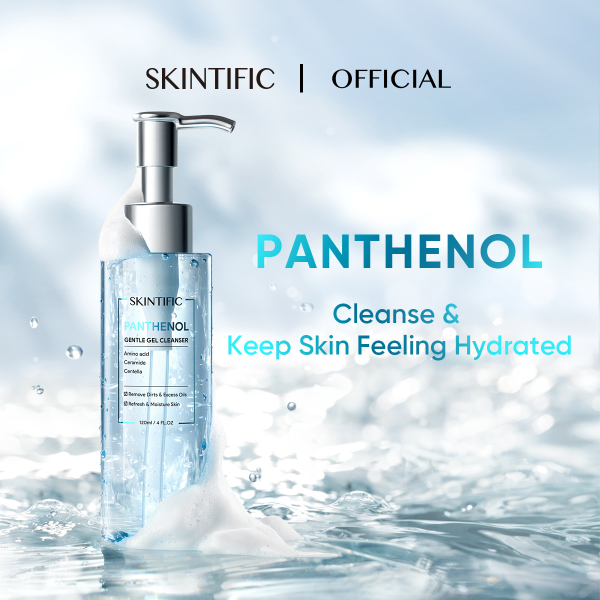 SKINTIFIC Panthenol Gentle Gel Cleanser 120ml - Cleanse & Feel Hydrated ...