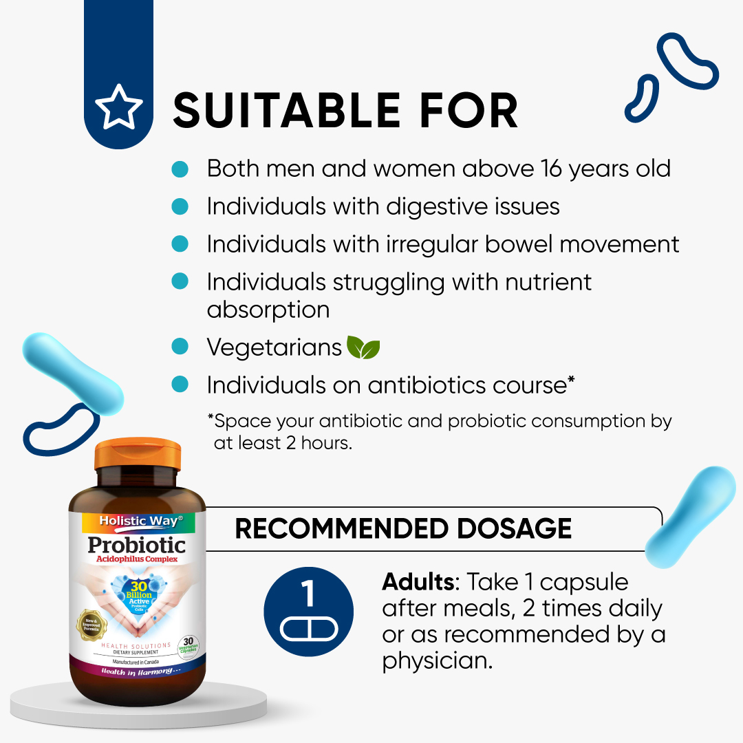 [Bundle of 4] Holistic Way Probiotic Acidophilus Complex 30 Billion ...