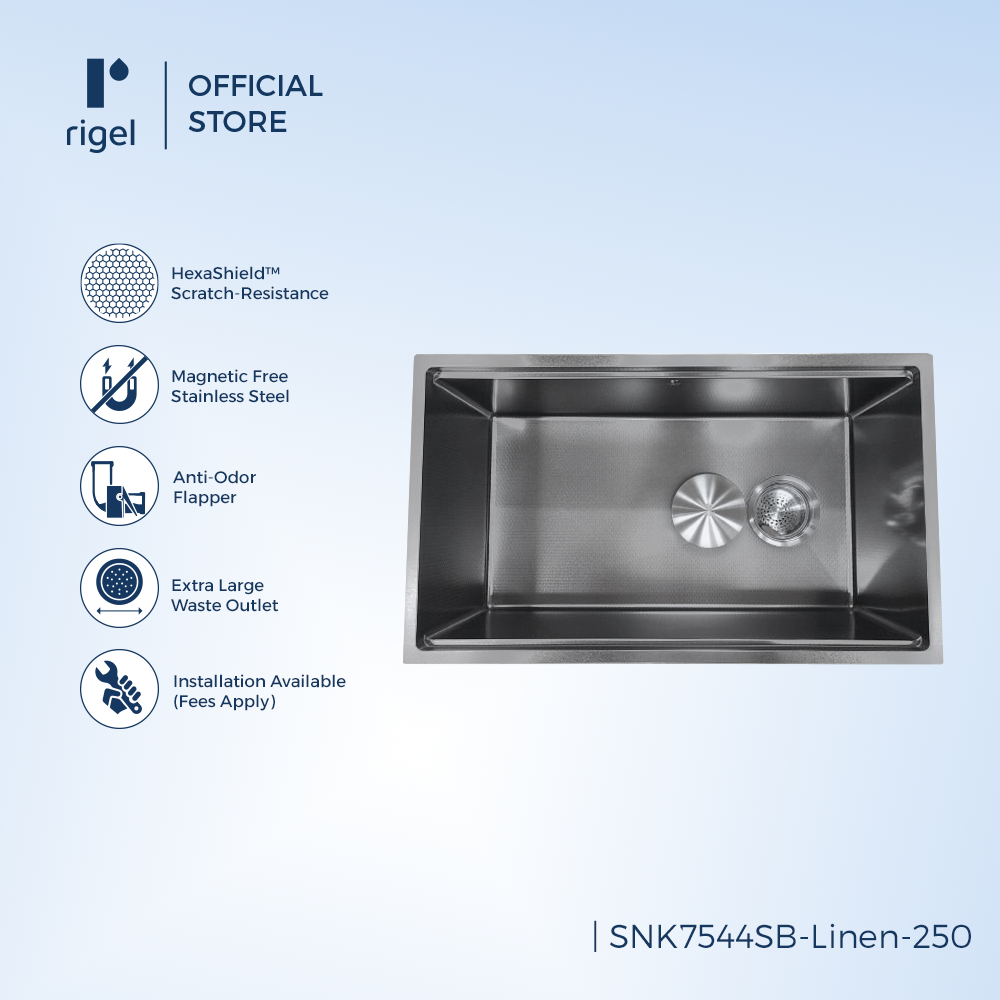 RIGEL Scratch Resistance Kitchen Sink SNK7544SB-LINEN-250 | Shopee ...