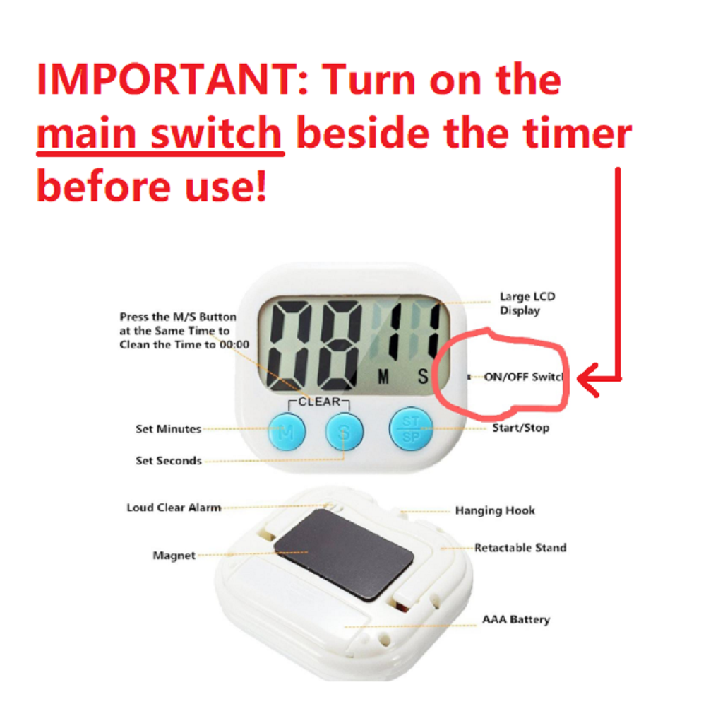 [Extra Large] Digital Timer Magnetic Kitchen Cooking Timer LCD Digit ...