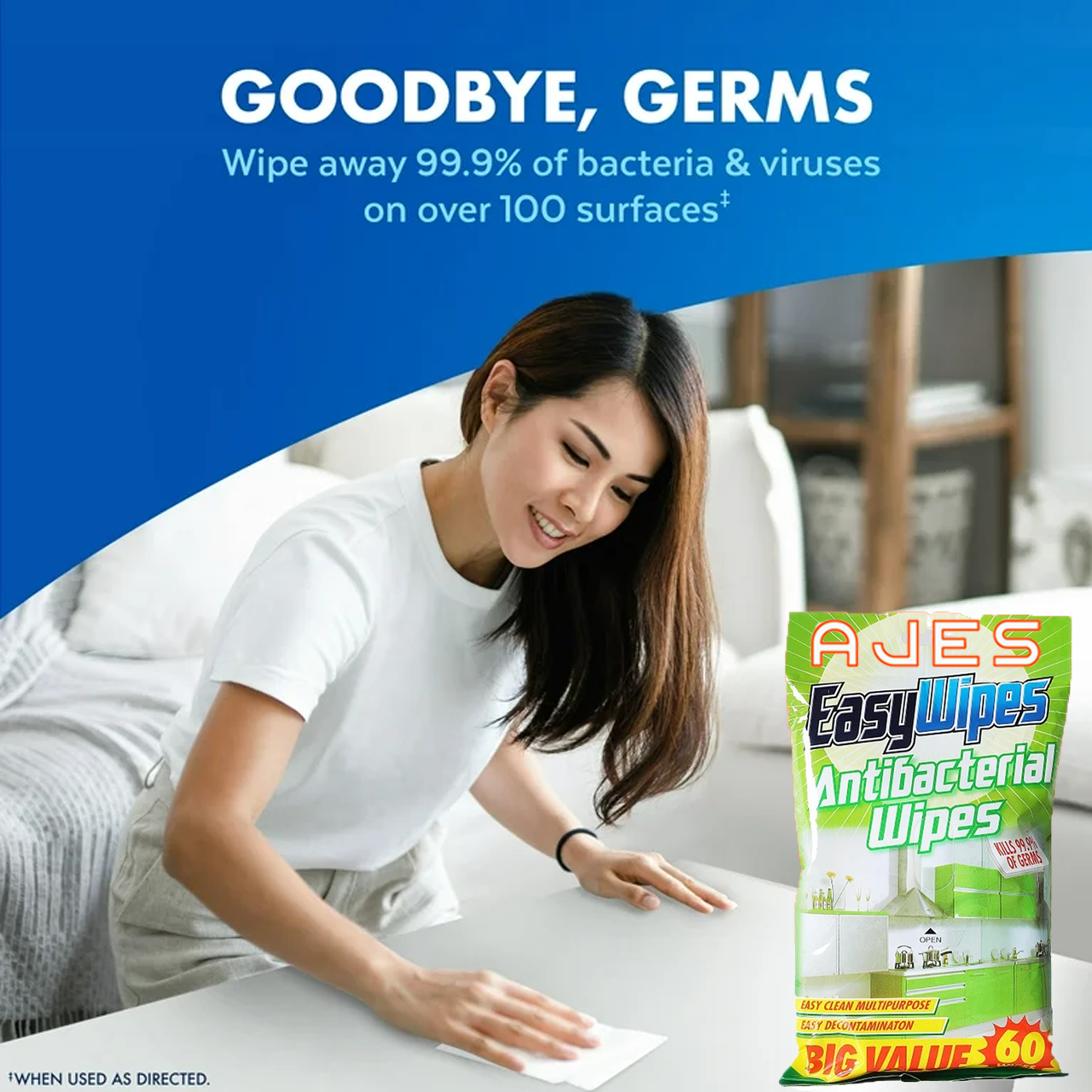 🔥Local Seller🔥 EasyWipes Anti Bacterial Wet Wipes 60 Sheet Kitchen ...