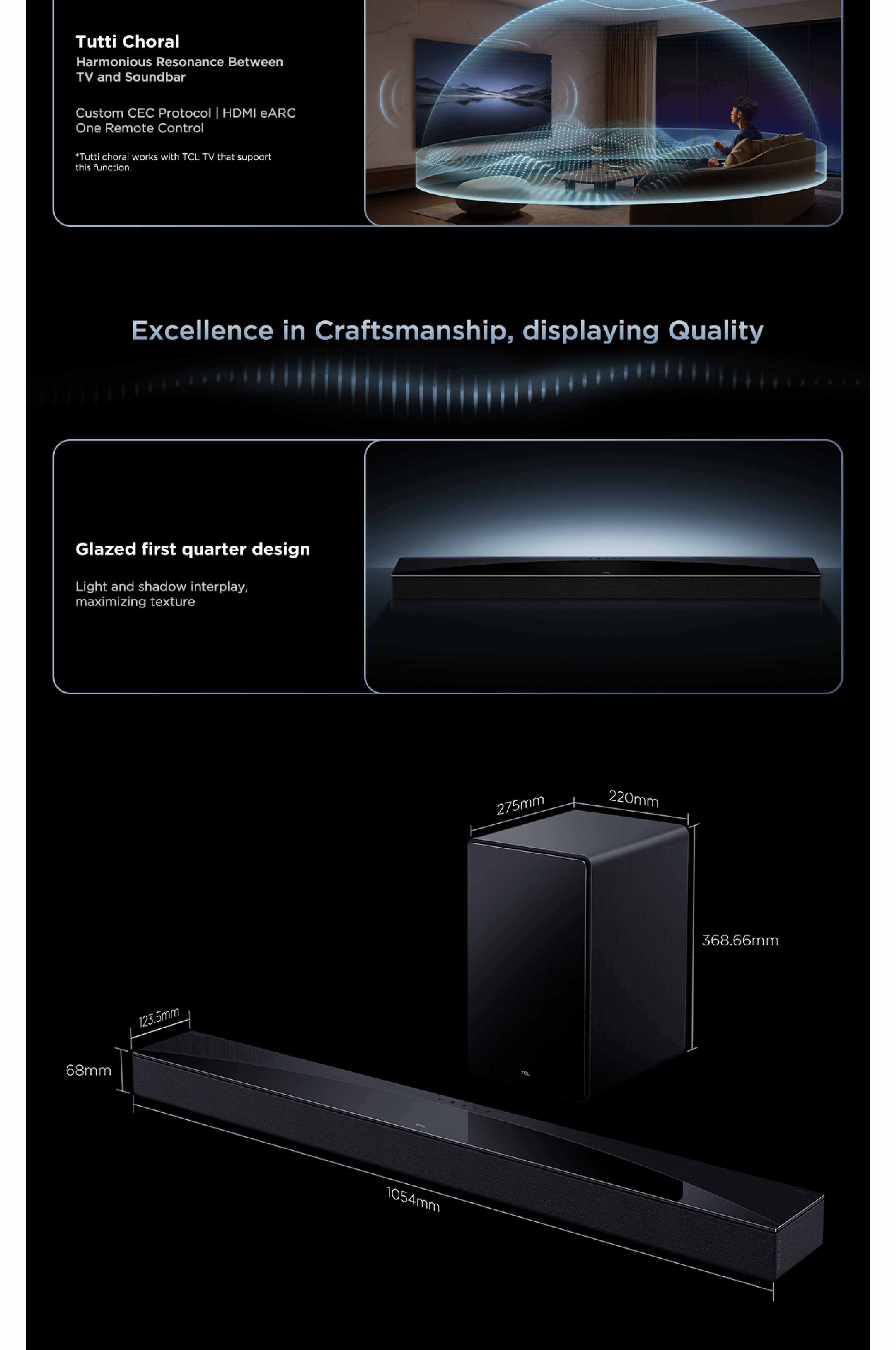 TCL Q75H 5.1.2ch Home Theater Soundbar with Dolby Atmos|200W Hi-Fi Bass ...