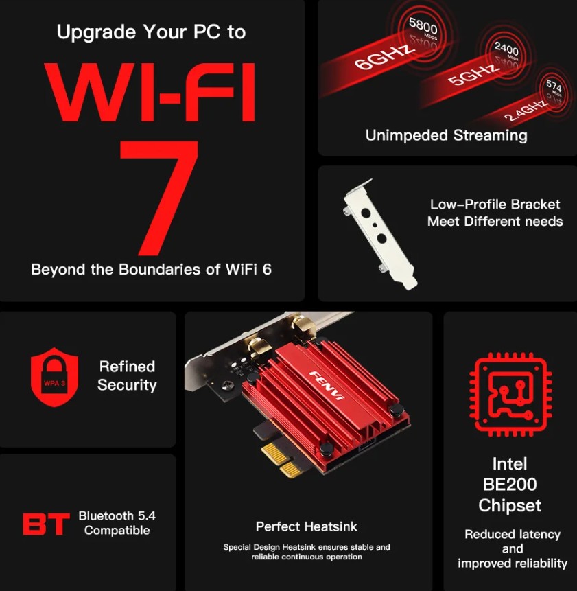 WiFi 7 WiFi Adapter BT5.4 Tri-Band With 9 Pin USB2.0 Splitter Motherboard Interface Extension ...