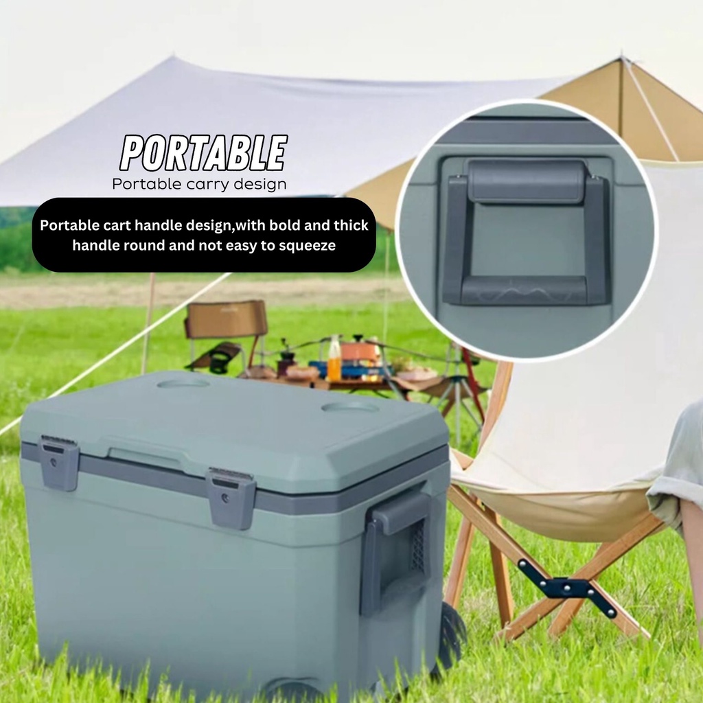 【sg stock】Portable 45L Cooler Box With Wheel Roller Ice Coolerbox Food ...