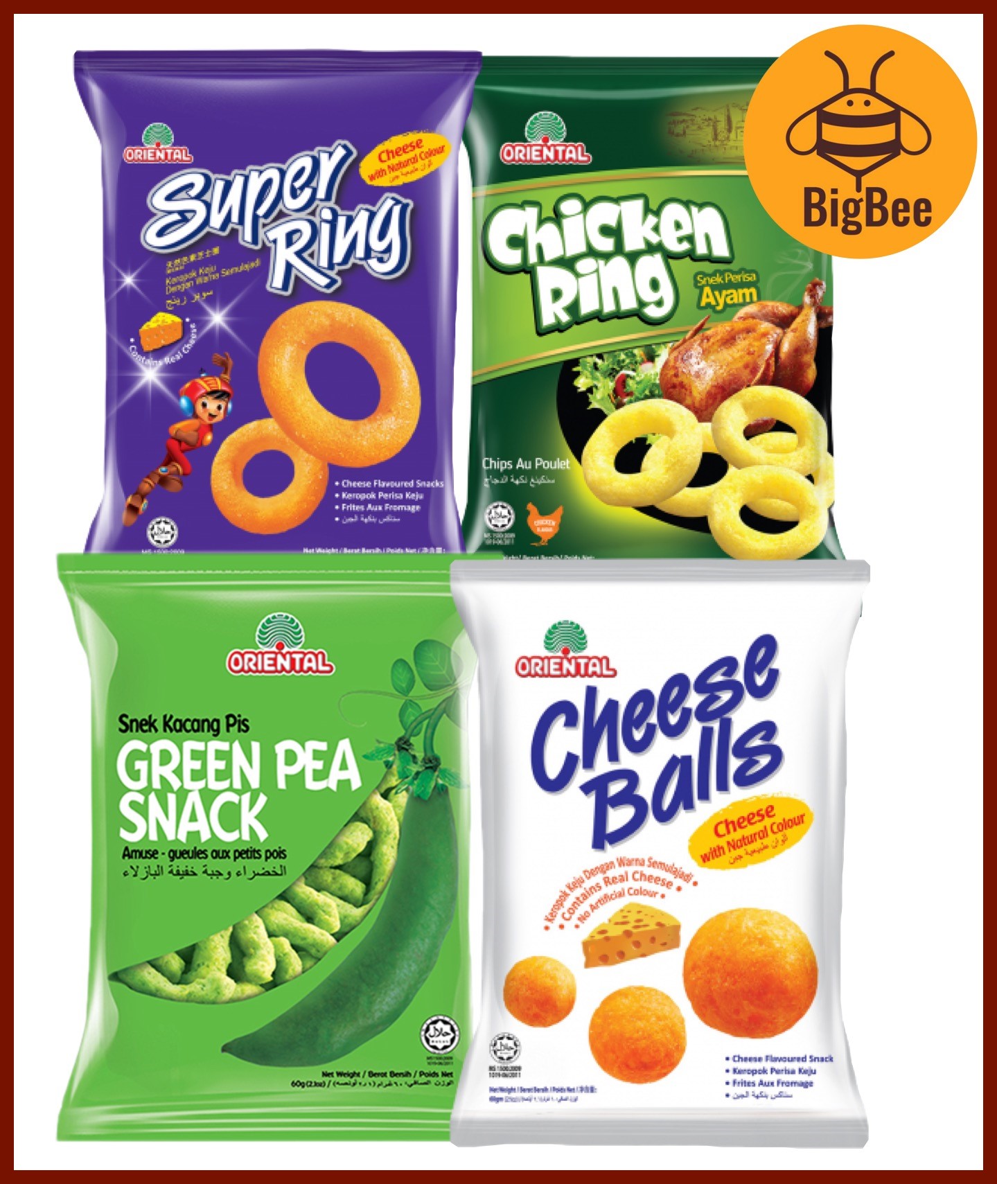 Oriental - 60g/pkt Super Ring / Cheese Balls / Chicken Ring / Green Pea ...