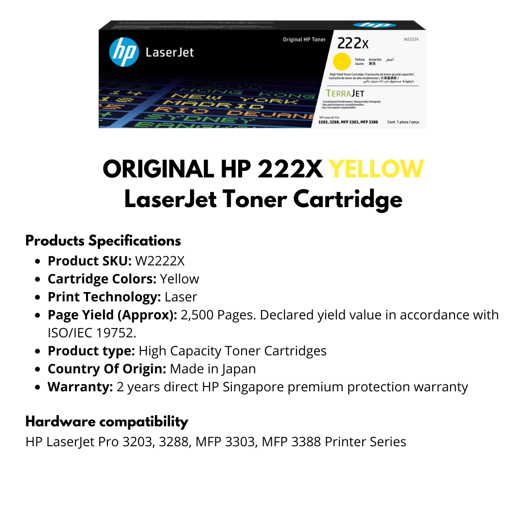 ORIGINAL HP 222X Toner Cartridge Black Cyan Yellow Magenta [W2220/1/2 ...
