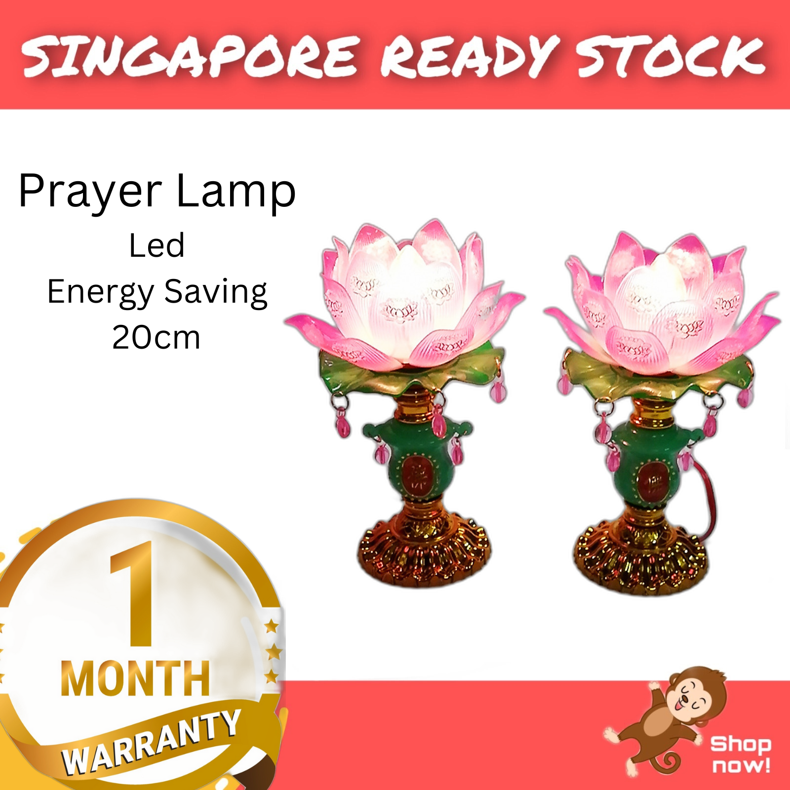 Buddha Table Lamp 神台灯 Led Light Worship Lamp 1 Pair Lotus Jade Design ...