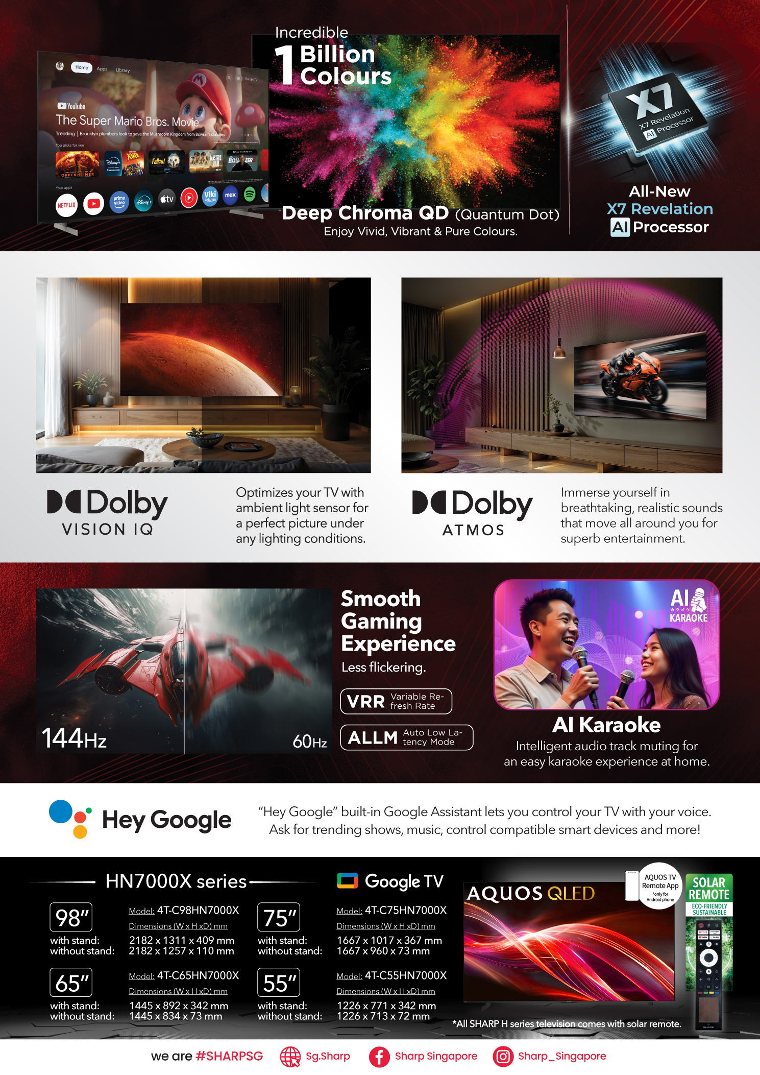 SHARP 98" AQUOS QLED Google TV - 4T-C98HN7000X | Shopee Singapore