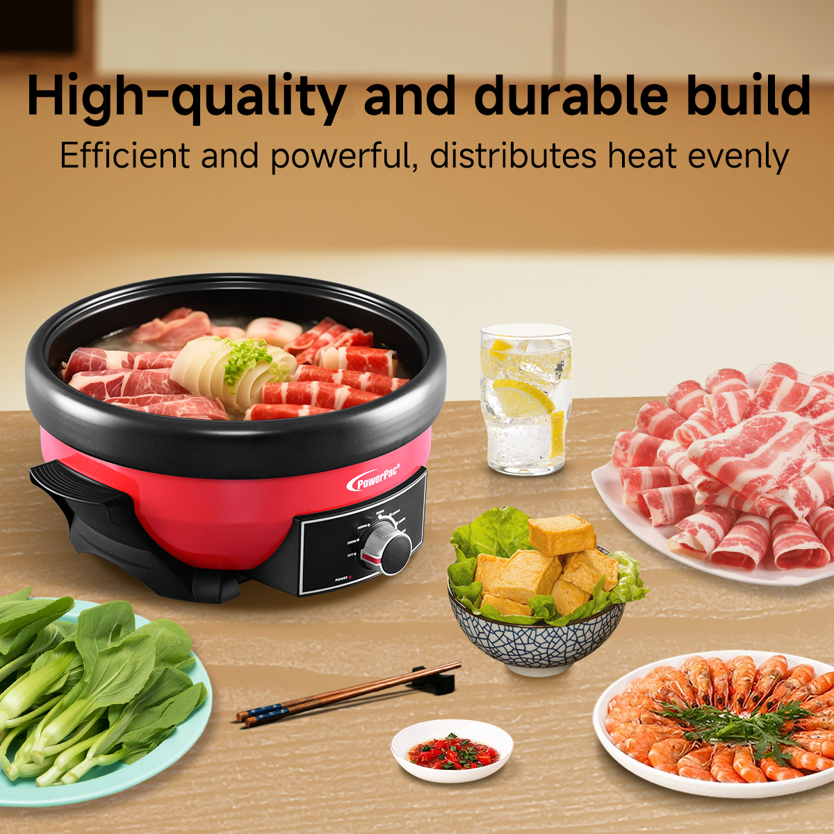 PowerPac Steamboat & Multi Cooker, Hot pot 7L with Non-stick inner pot ...