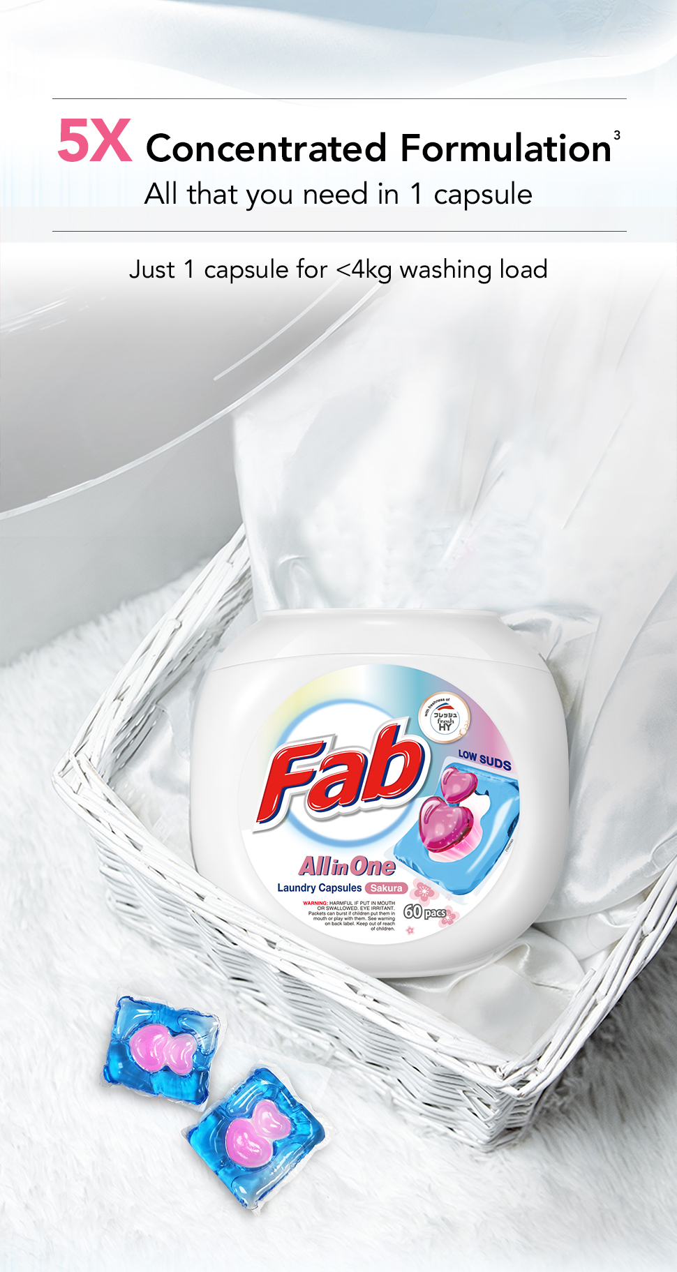 [NEW] Fab All-in-One Laundry Capsules 60 pods x 2 Tubs | Shopee Singapore