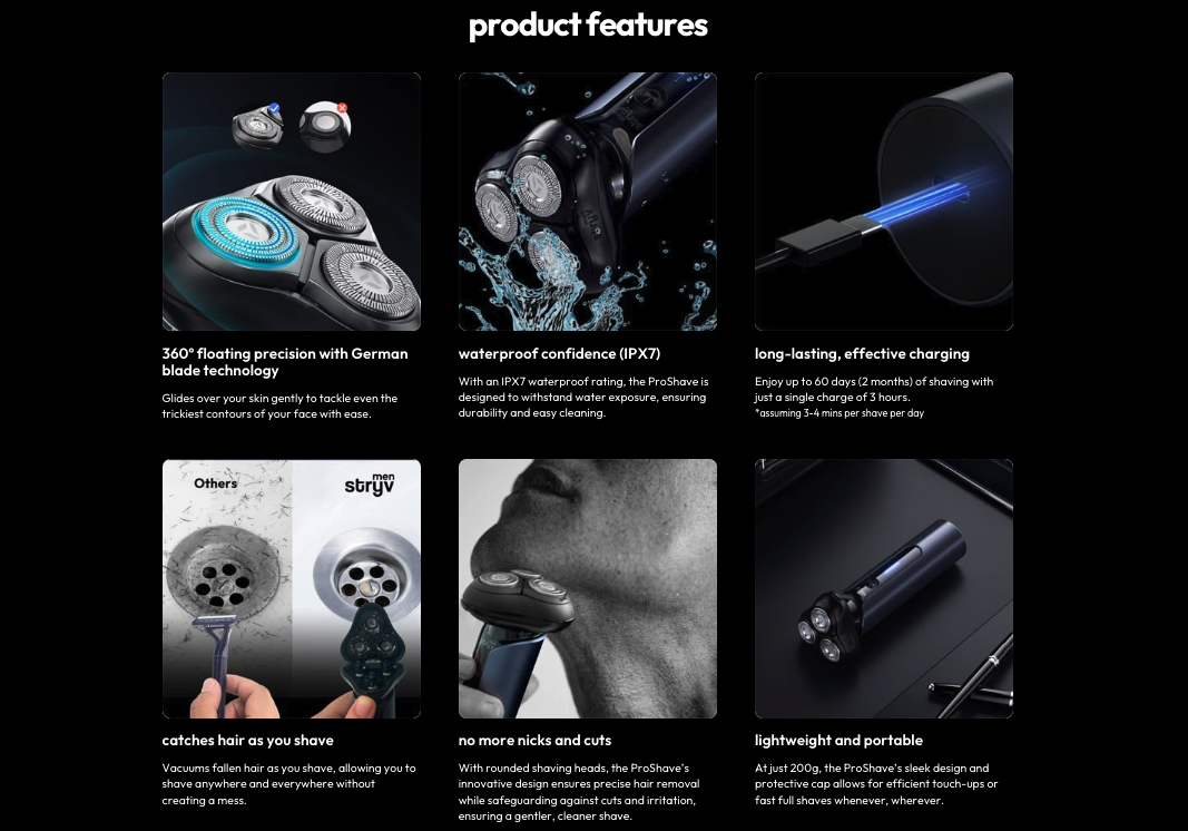 Stryv Men | ProShave - Electric Face Shaver for Wet & Dry Shaving with ...