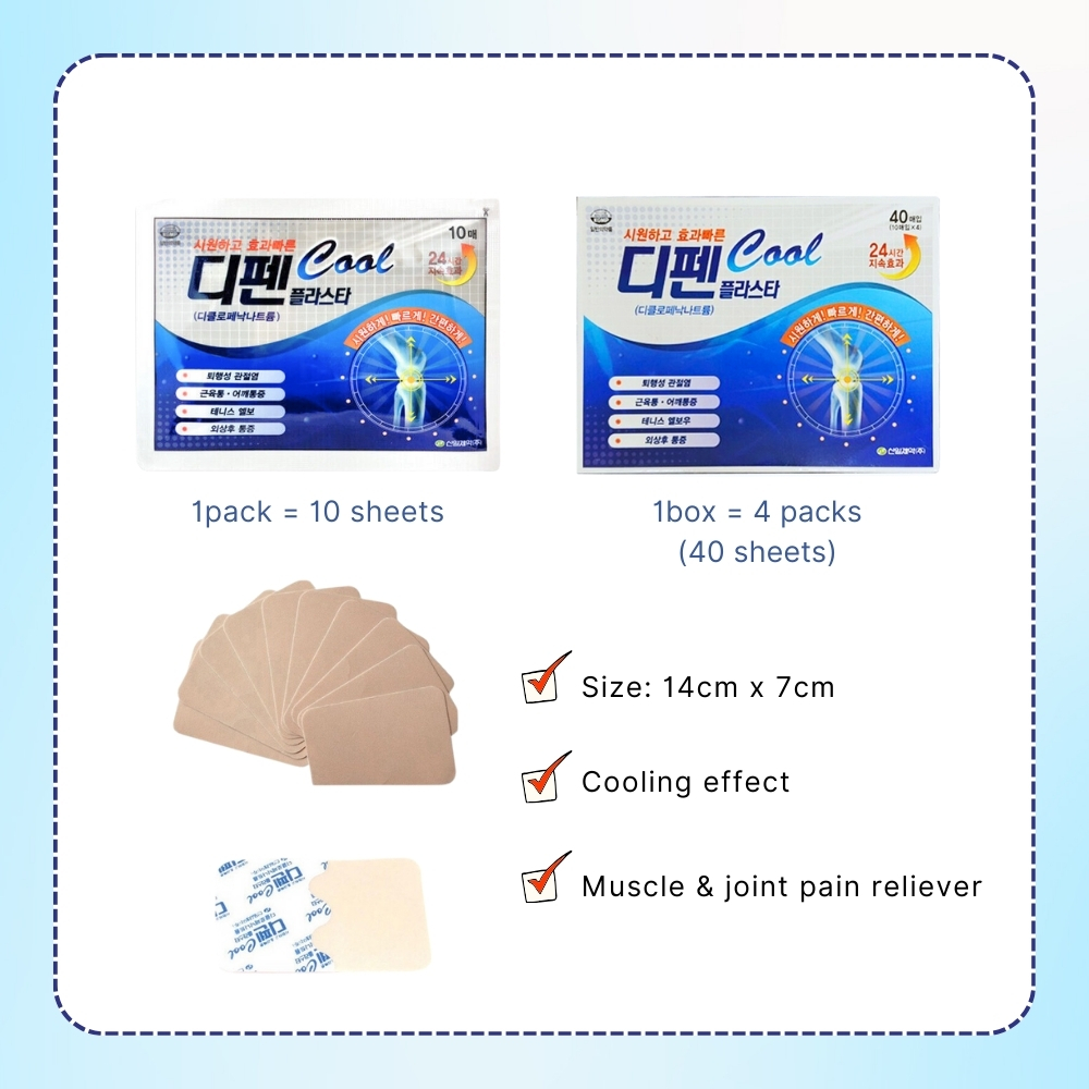 Shin-Il Pharm Defen Plaster 40 Sheets Bundle - Medicated Cool Pain ...