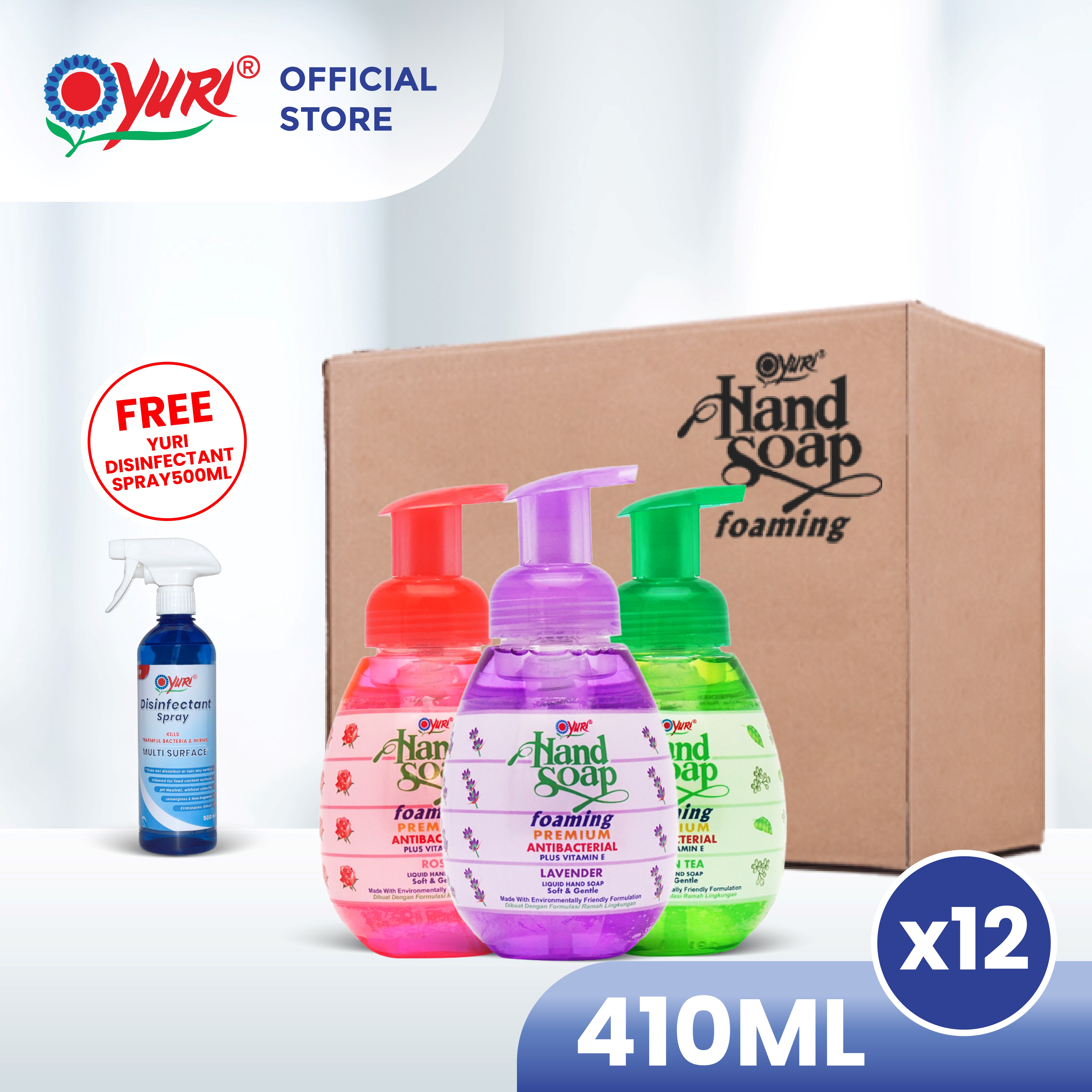[Carton Deal] Yuri Foaming Handwash with Vitamin E 410ml x12 + Free ...