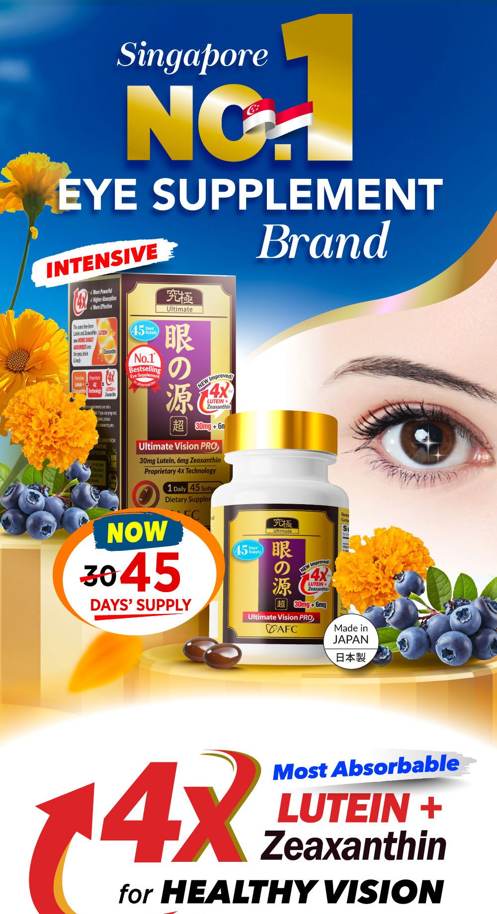 [3 Boxes] AFC Ultimate Vision PRO 4X Free Form Lutein 4X Eye Supplement ...