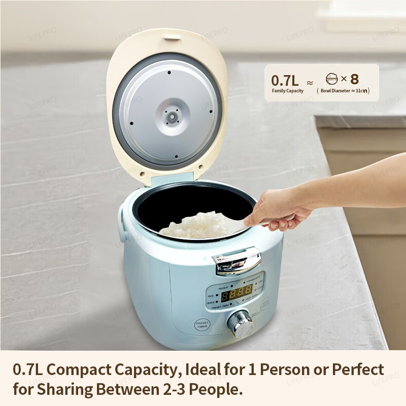 LifePro RC200 Mini Rice Cooker 0.7L (2L Pot) Portable Non-Stick Rice ...