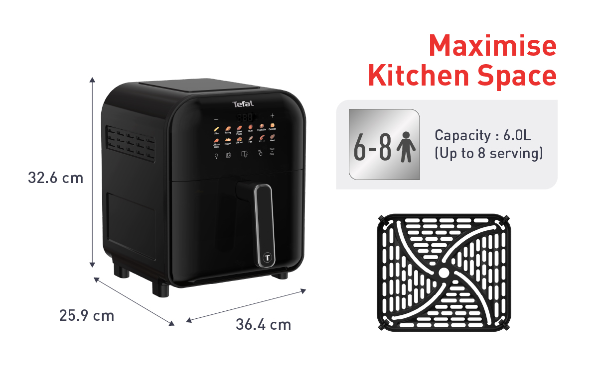 Tefal Easy Fry Far-Infrared Vision Digital Air Fryer with Window 6L ...