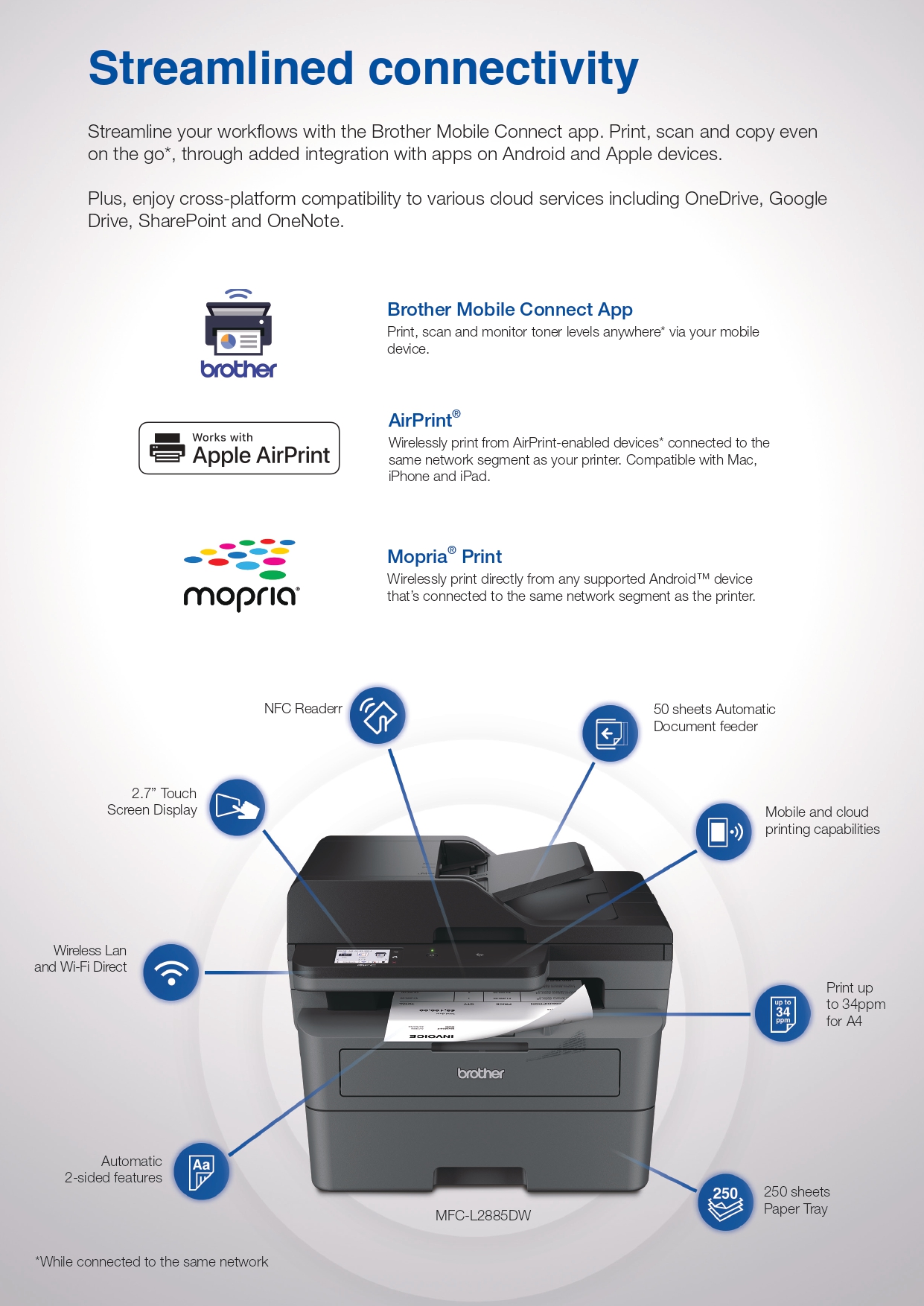 Brother DCP-L2640DW Multi Function Mono Laser Printer | Print, Scan ...