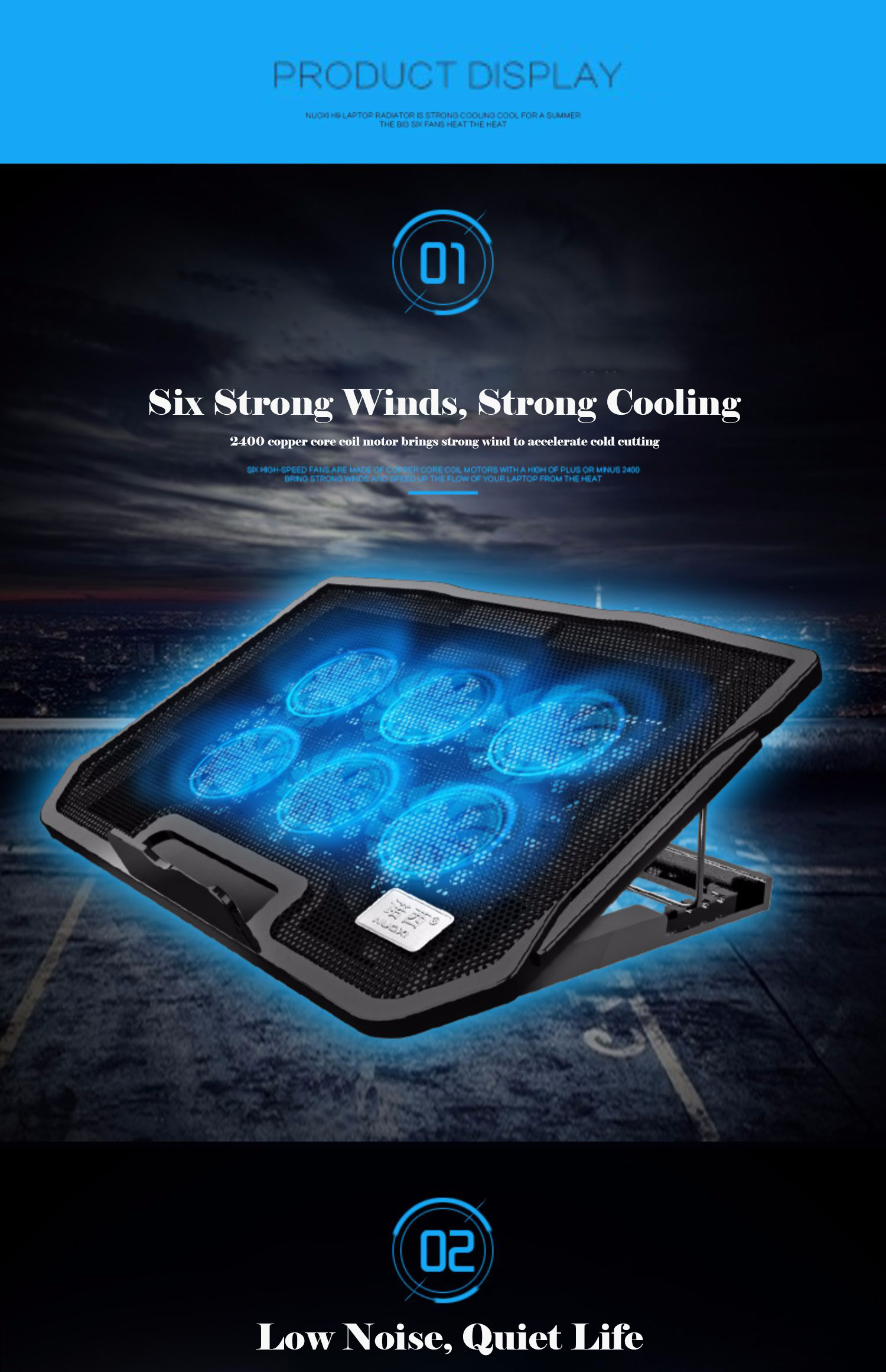 【SG】6 Fans Laptop Fan Cooler Laptop Cooling Pad Laptop Stand Adjustable ...