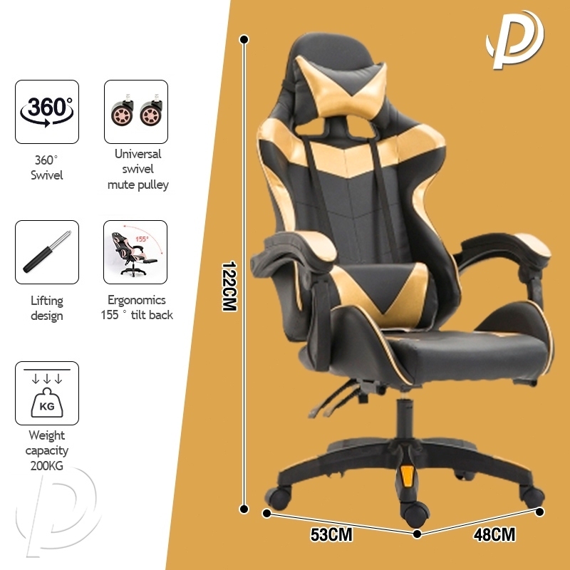 Leather Gaming Chair With Foot Rest Esports Chair Office Chair ...