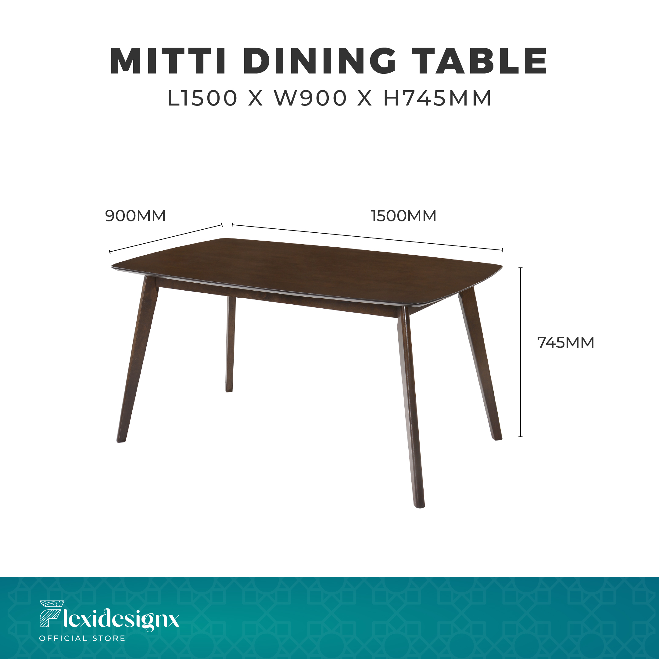 Solid Wood Dining Table 150Cm/Dinner Table/Dining Table for 6/Walnut ...
