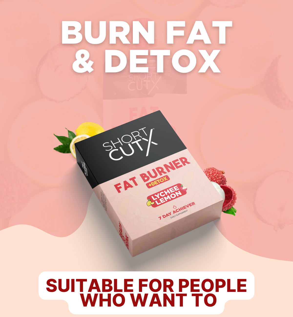 v2.0 Shortcutx Fat Burner+Detox Lychee Lemon (Ready to Drink) 7 Sachets ...