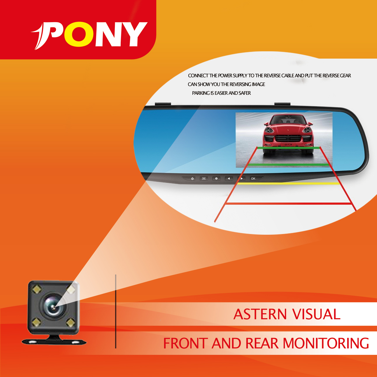 Pony 1080P car rearview mirror DVR car full HD 1080p car driving video ...