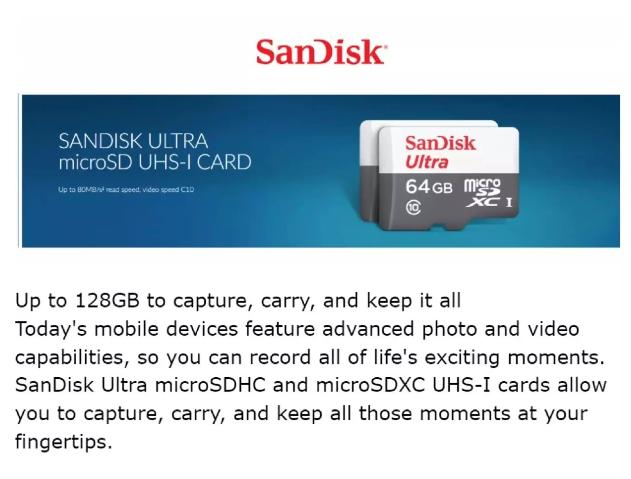 SanDisk Ultra Class10 Micro SD MicroSD Memory Card 32GB 64GB 128GB Fast ...