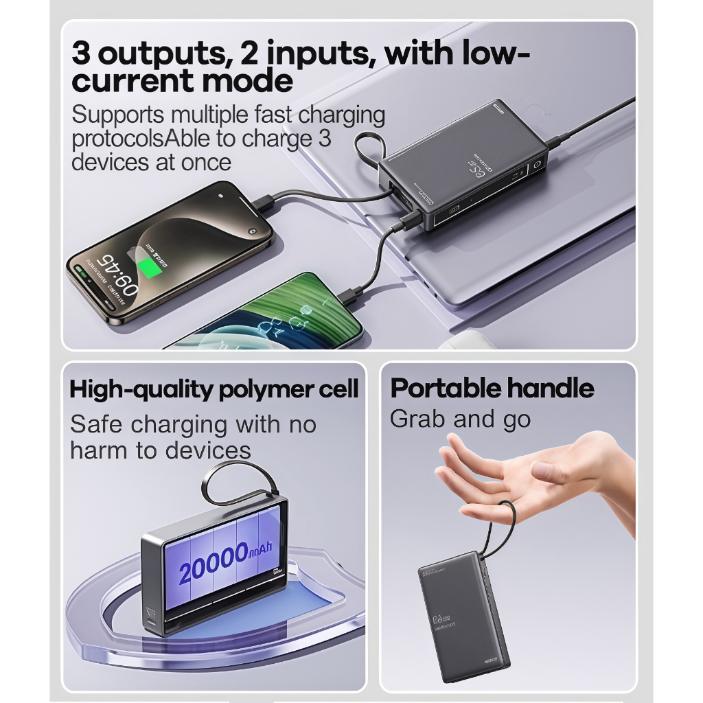 CCC Certified 65W 20000mAh Power Bank Fast PD Charging with Built-In ...