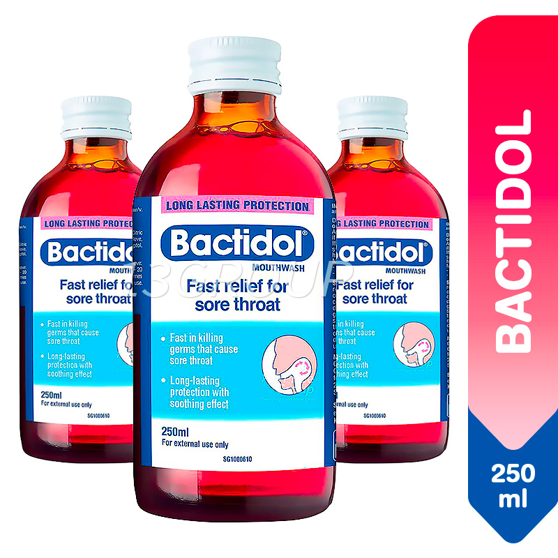 Bactidol Mouthwash Mouth Wash Sore Throat Ulcers, 250ml (b) | Shopee ...
