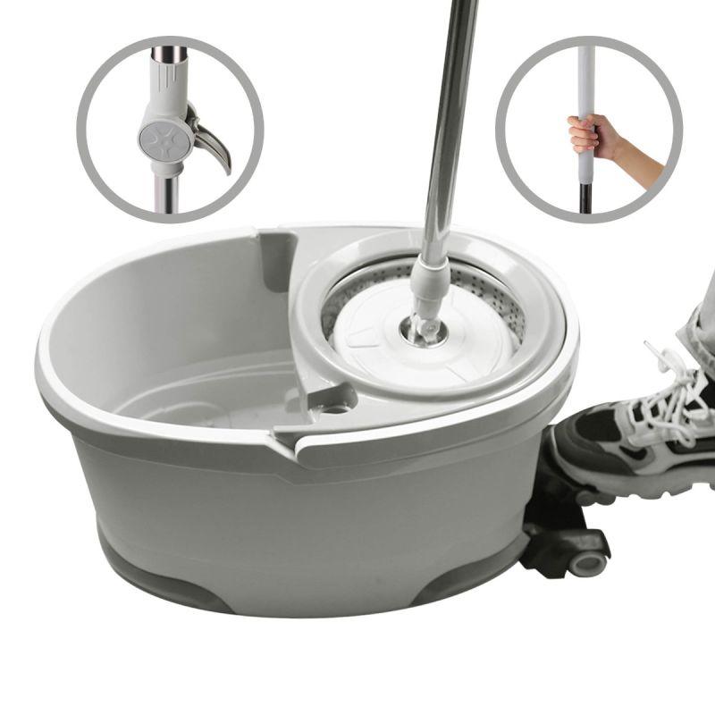 Spin Mop Bucket Set Self-Wring Easy Wet&Dry Spinning Mops with Foot ...