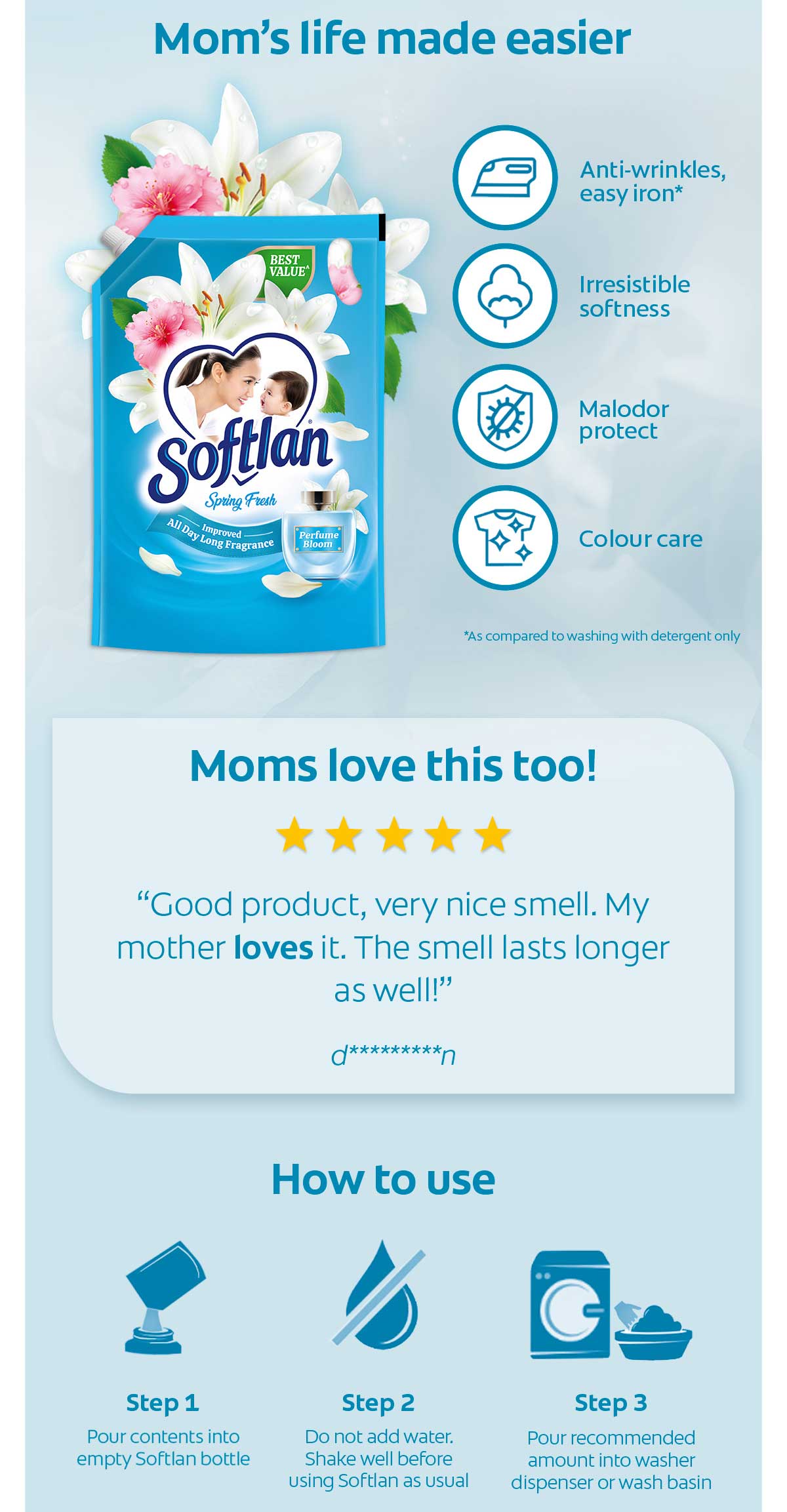 [Bundle of 3 Value Deal] Softlan Anti Wrinkles Spring Fresh (Blue ...