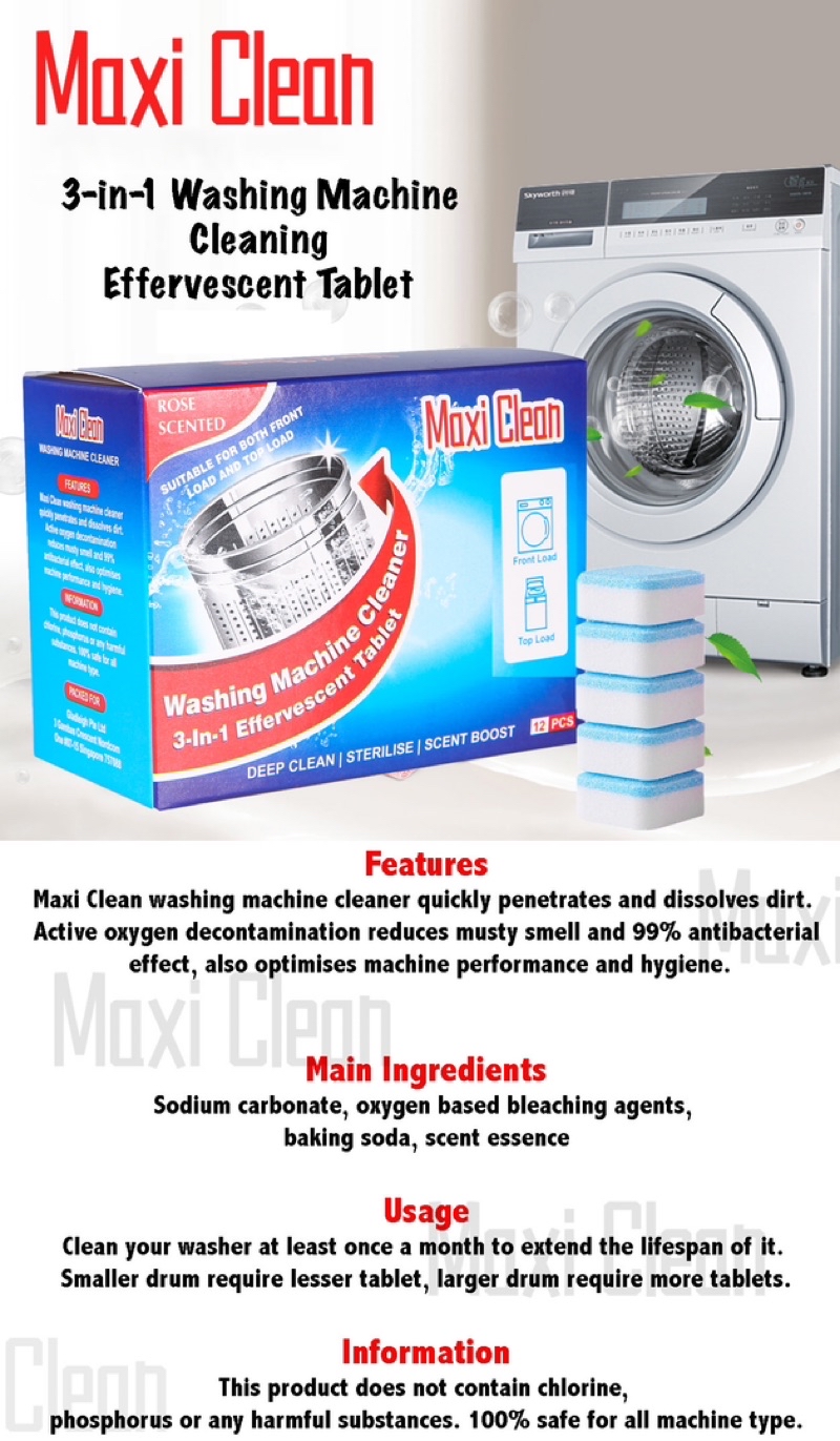 [SG STOCK]3Box Maxi clean Washing Machine Cleaner - Detergent Top Front ...