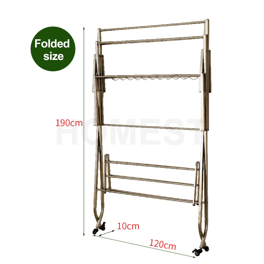 Luxe Foldable Drying rack Movable Stainless Steel Clothes Drying Rack ...