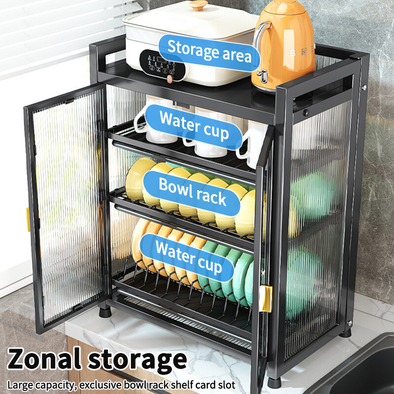 2layer Dish Rack Dish Drainer Dish Cabinet Kitchen Countertop Plate Organizer Storage Shelf ...