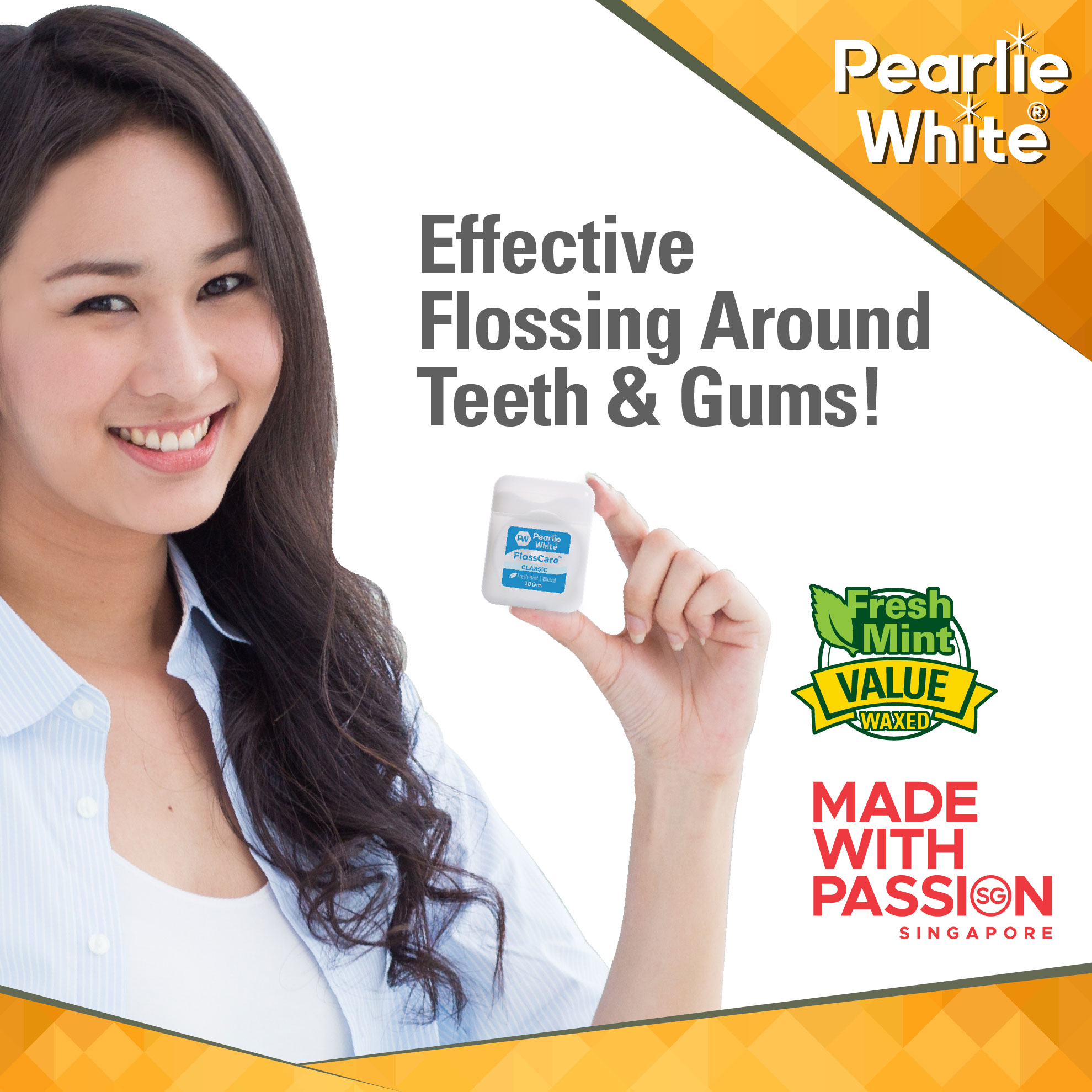 [Bundle of 2] Pearlie White Floss Pick Y 2-IN-1 PTFE MINT Flosser 36pcs ...